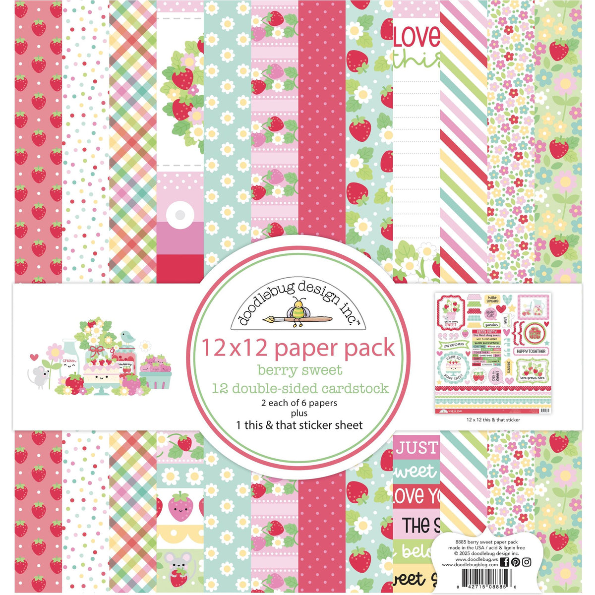 Doodlebug Berry Sweet 12x12 Inch Paper Pack 8885 – Simon Says Stamp