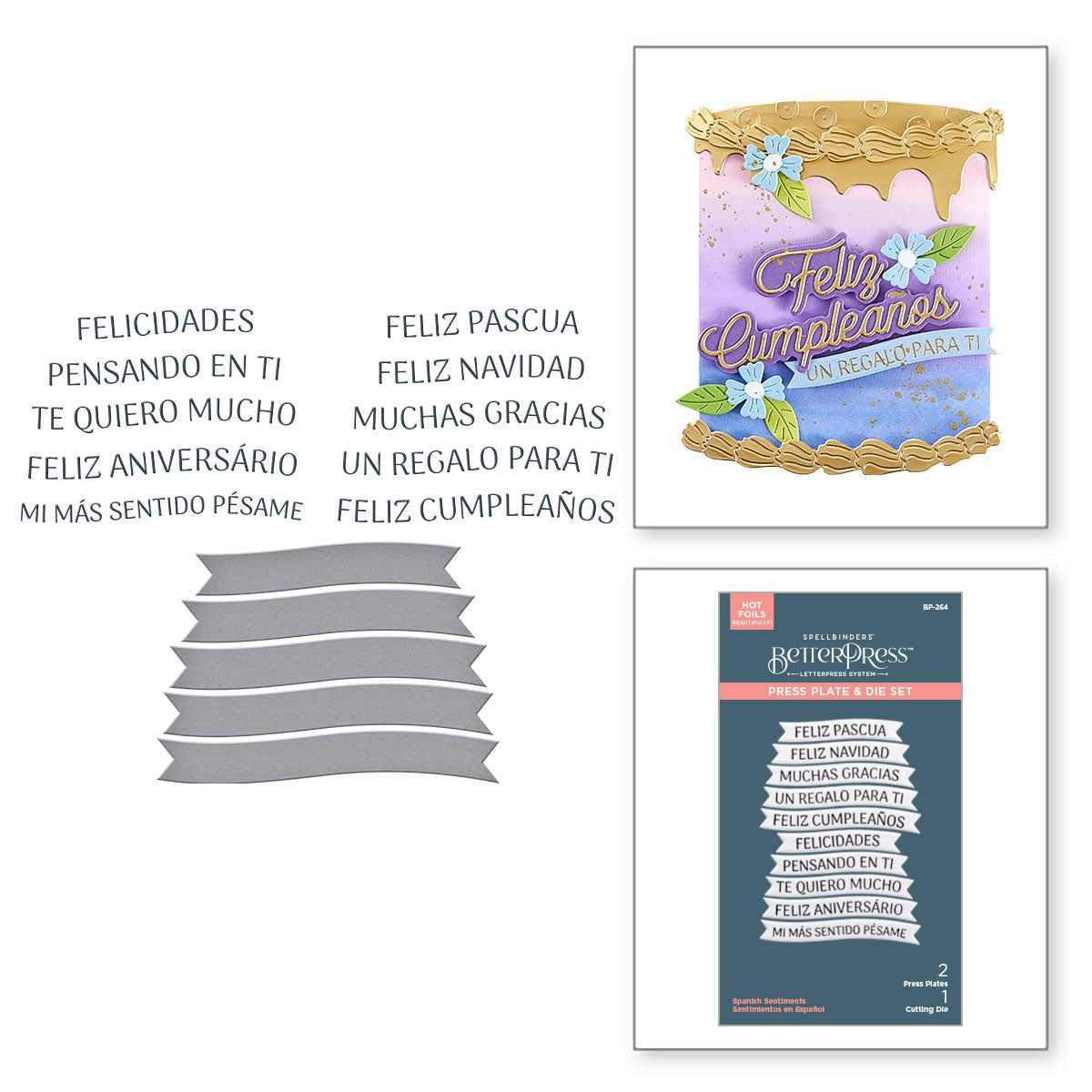 Spellbinders Spanish Sentiments BetterPress Plate and Die Set bp-264 ...