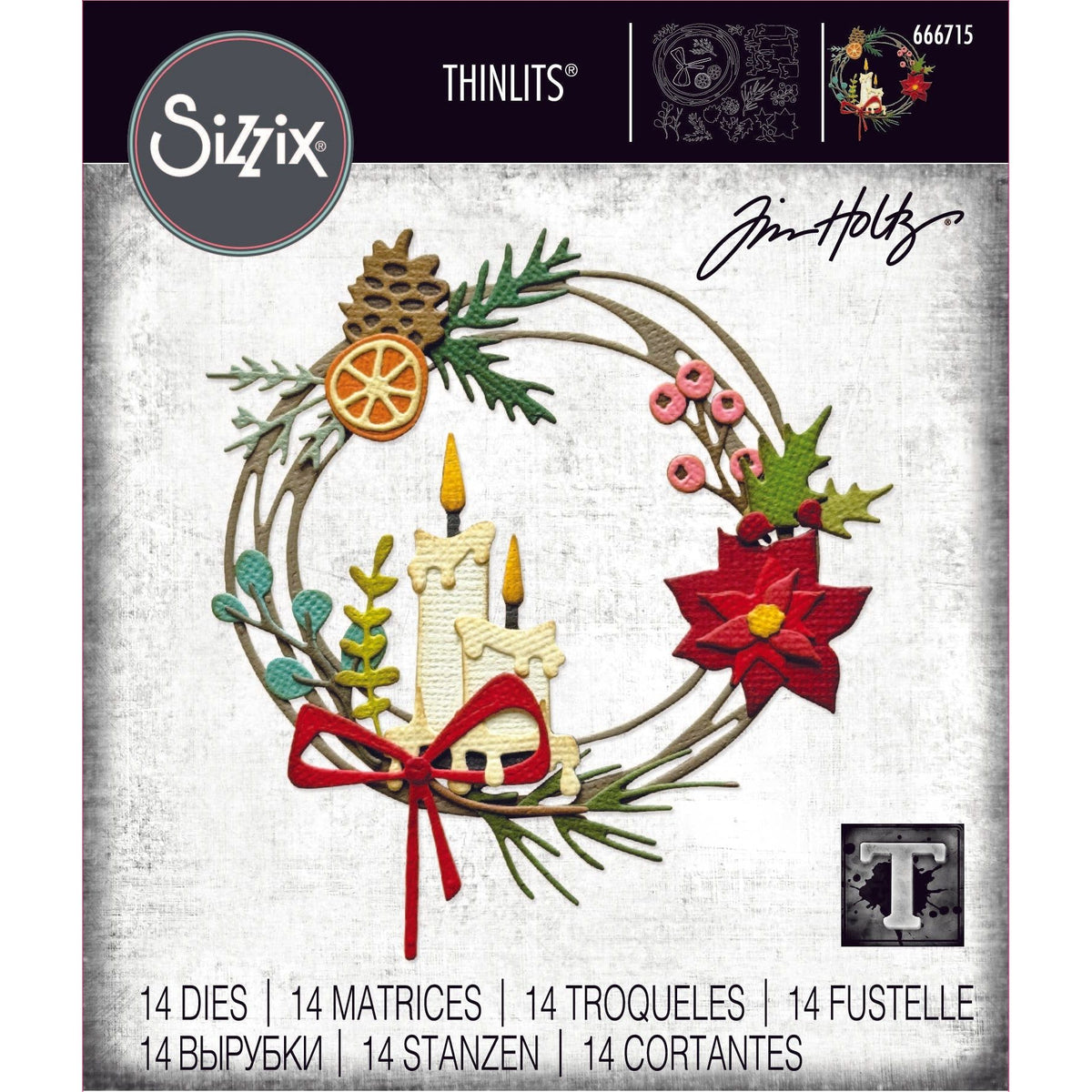 *Tim Holtz Sizzix Vault Festive Wreath Thinlits Dies 666715 – Simon Says Stamp