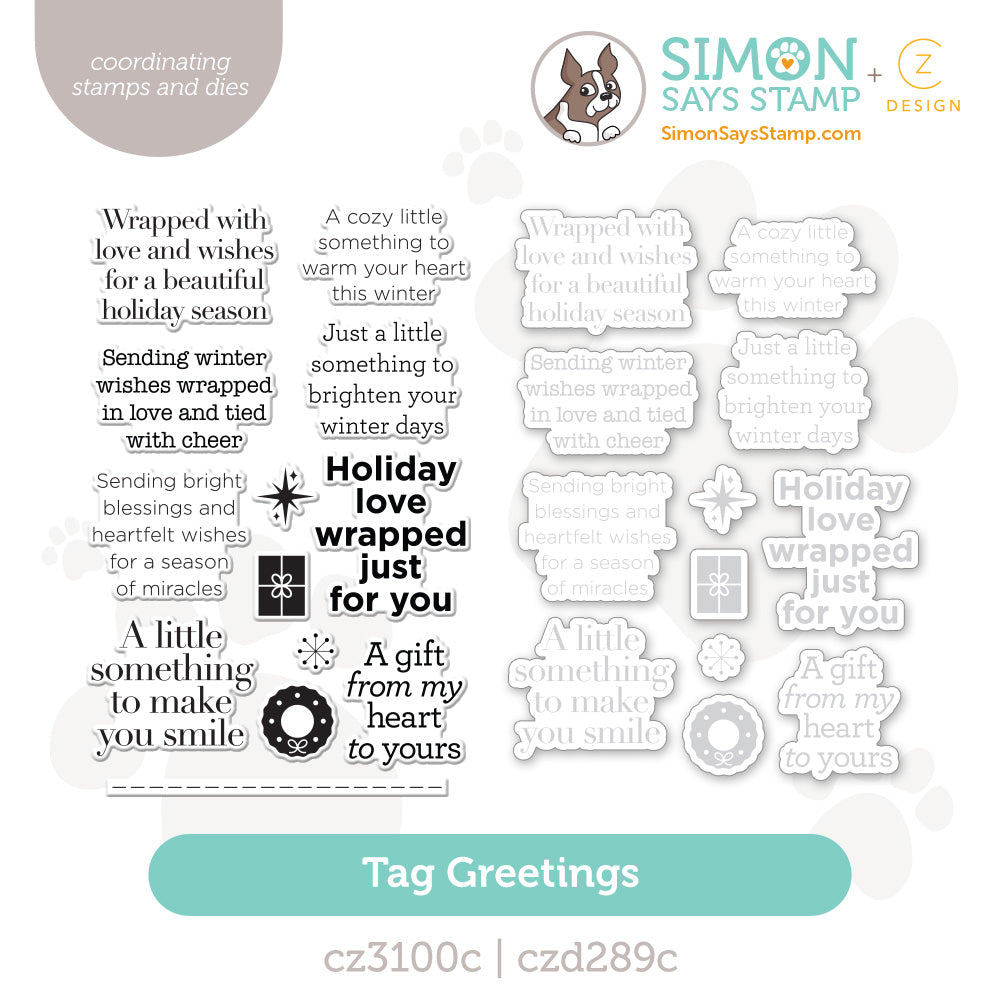 CZ Design Stamps and Dies Tag Greetings set1116tg DieCember – Simon Says Stamp