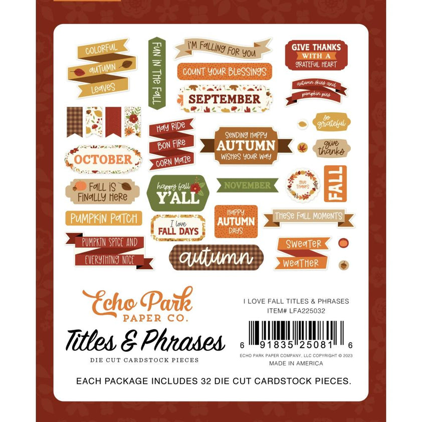 Echo Park I Love Fall Titles And Phrases Ephemera lfa225032* – Simon ...