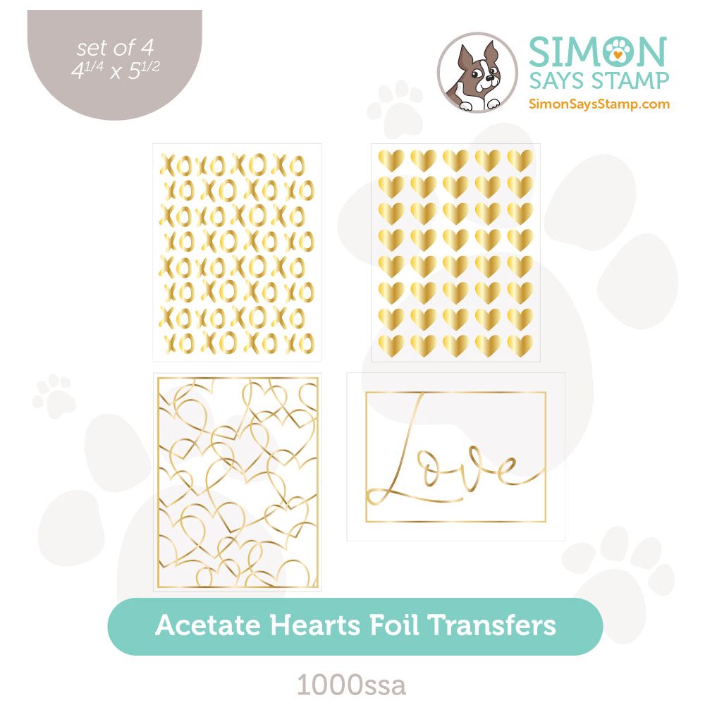 Simon Says Stamp Acetate Hearts Foil Transfer Cards 1000ssa Sweetheart