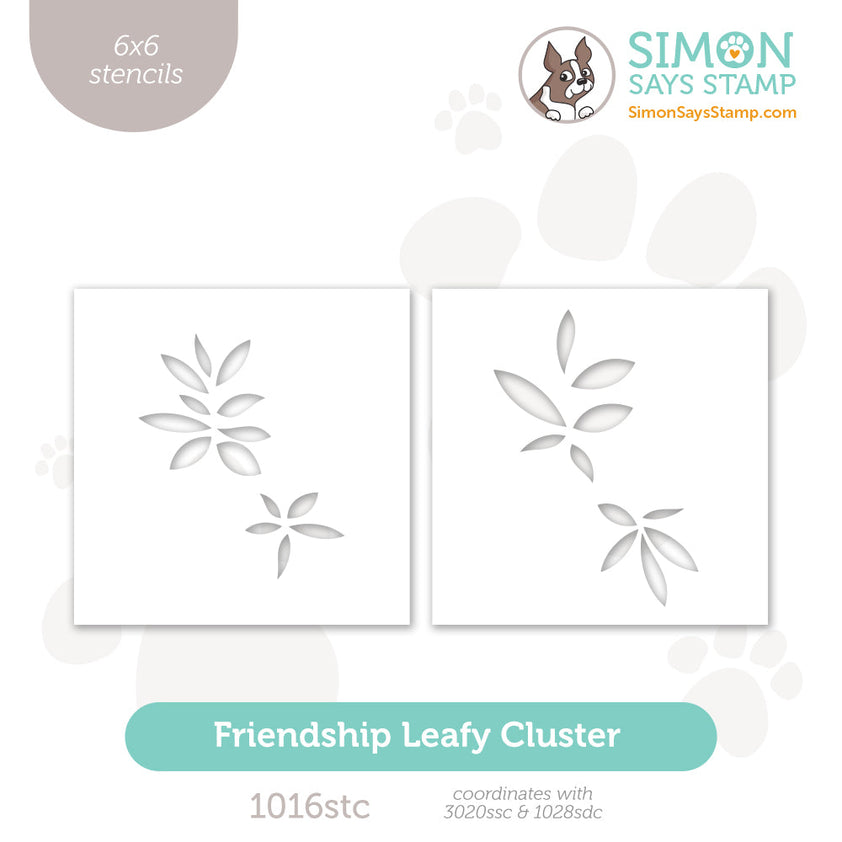 Simon Says Stamp Set of 2 Stencils Friendship Leafy Cluster 1016stc Sw