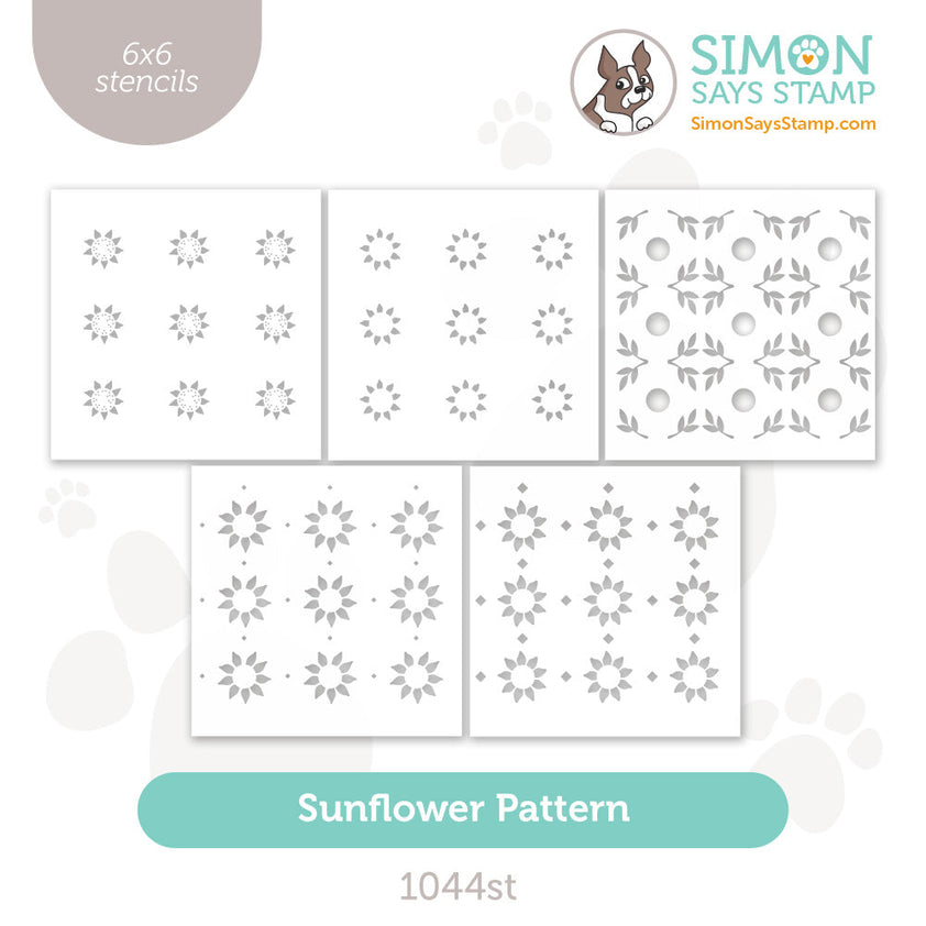 Simon Says Stamp Set of 5 Stencils Sunflower Pattern 1044st