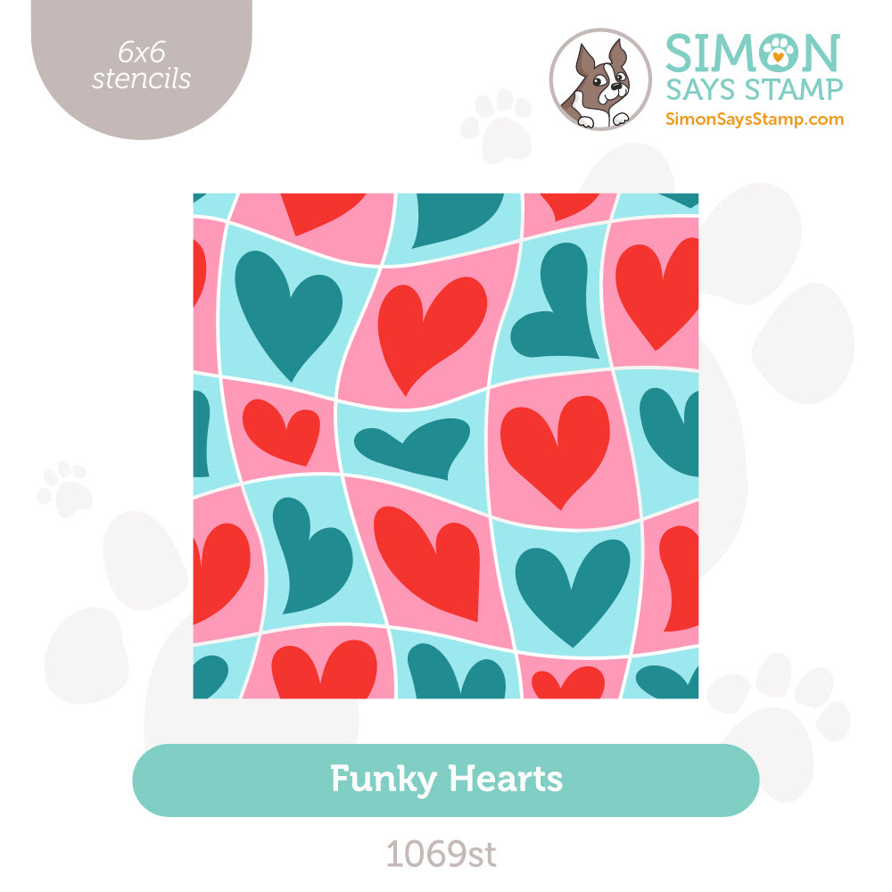 Simon Says Stamp Set of 4 Stencils Funky Hearts 1069st To Be Loved