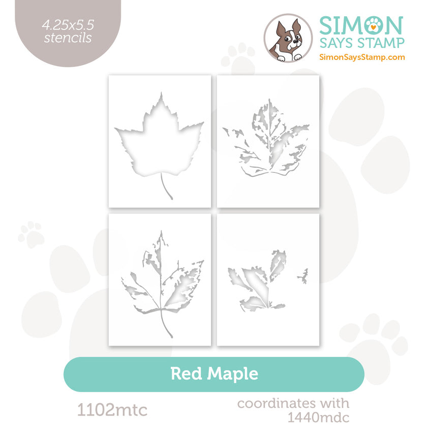 Simon Says Stamp Set of 4 Stencils Red Maple 1102mtc