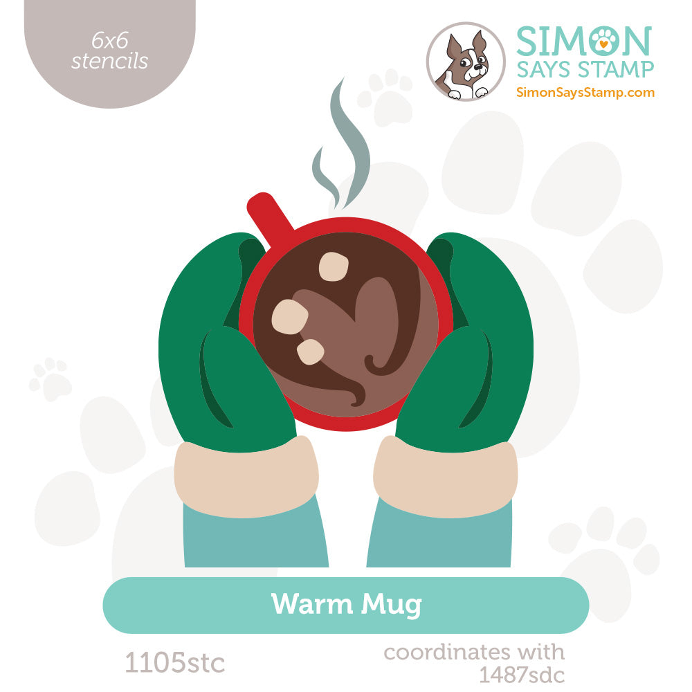 Simon Says Stamp Set of 2 Stencils Warm Mug 1105stc And Everything Nic