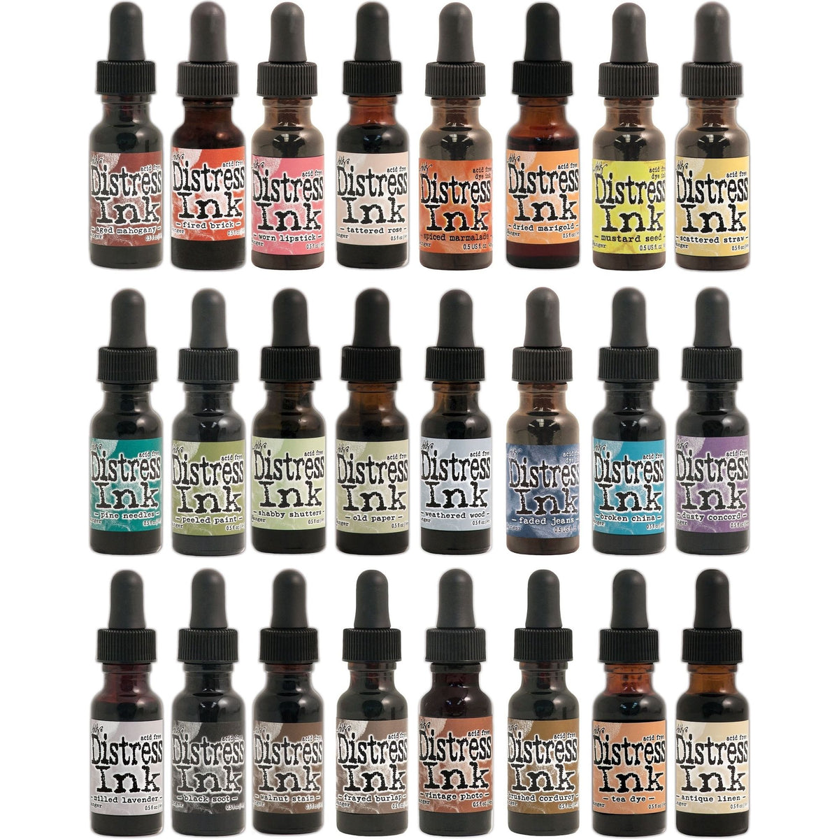 Tim Holtz Distress Ink Refills Lot Of 24 Reinkers Ranger Set – Simon ...
