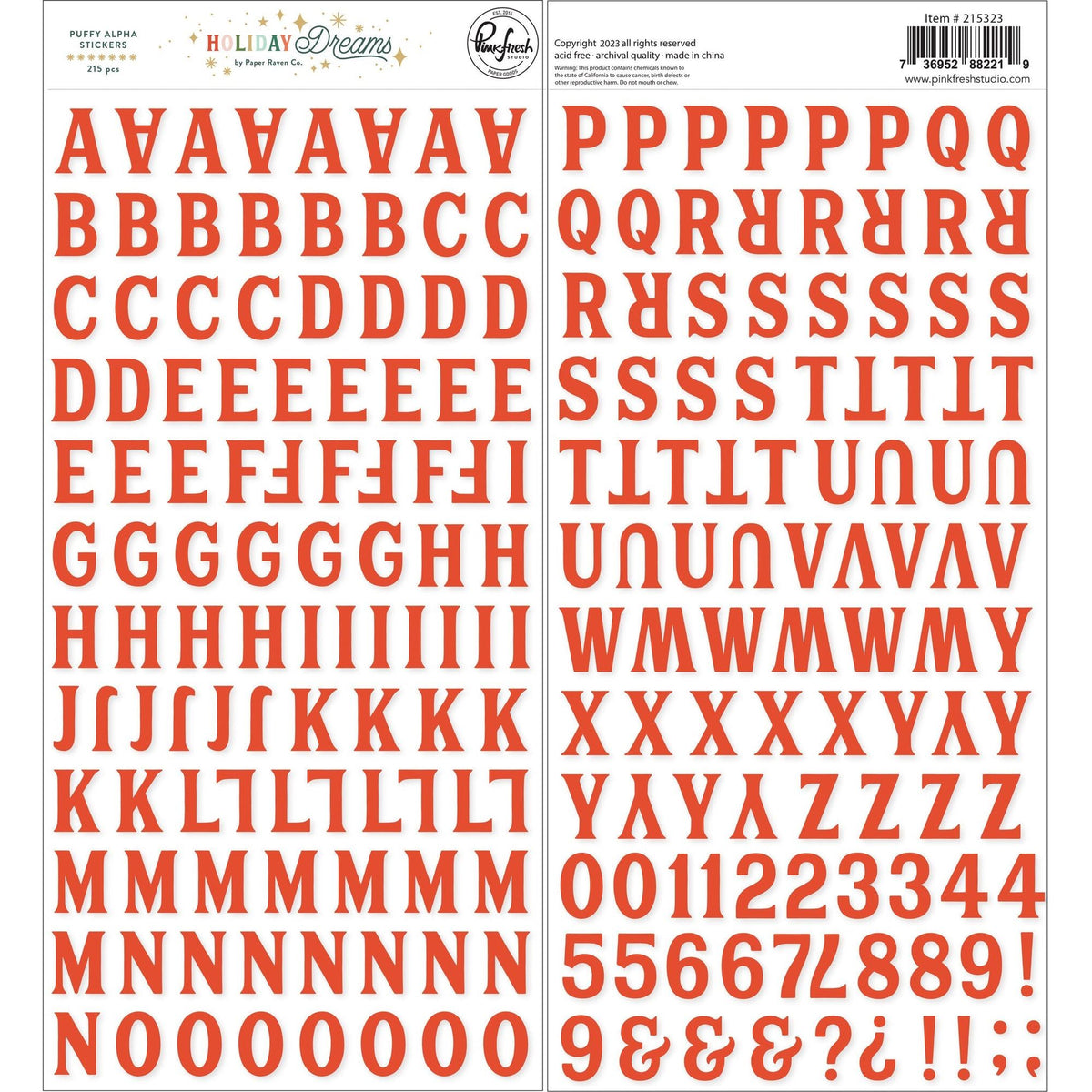 Pinkfresh Studio Holiday Dreams Puffy Alpha Stickers 215323* – Simon ...