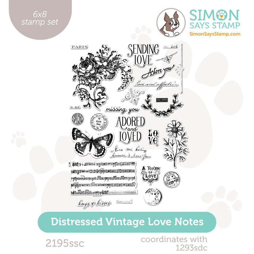 Simon Says Clear Stamps Distressed Vintage Love Notes 2195ssc – Simon ...