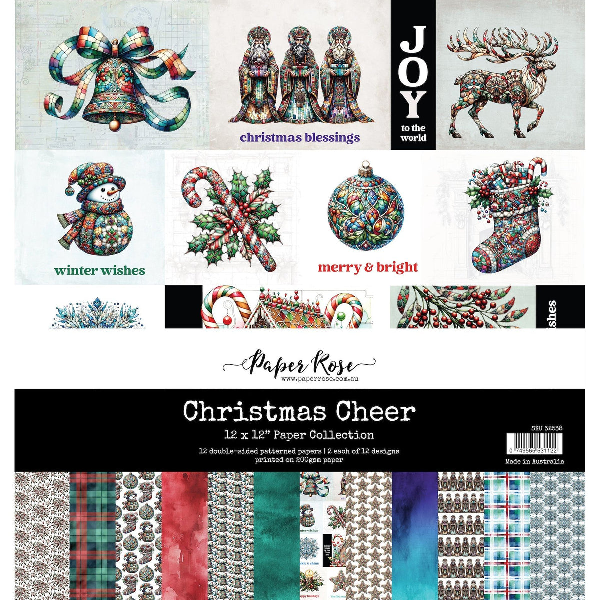 Paper Rose Christmas Cheer 12x12 Paper Collection 32538* – Simon Says Stamp