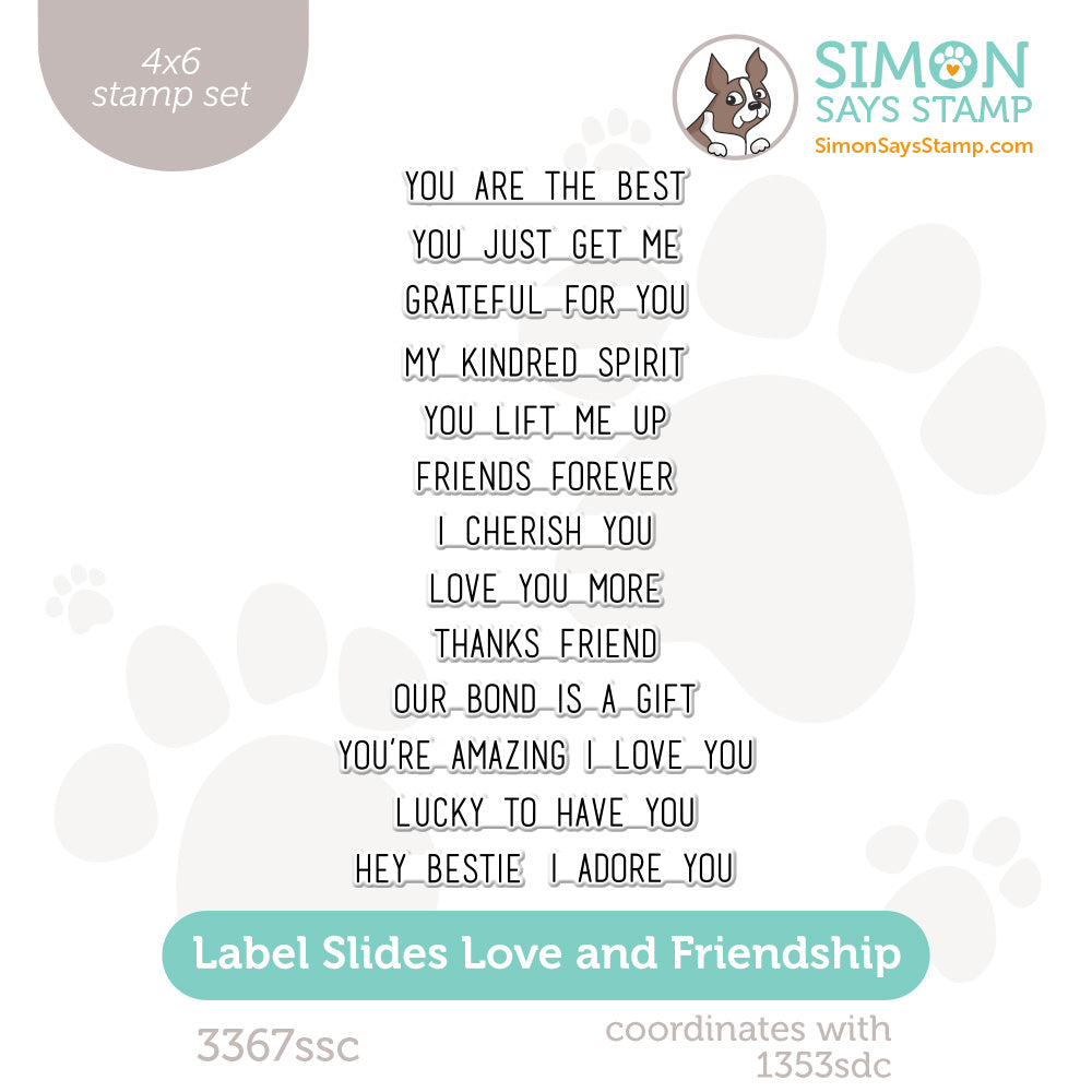 Simon Says Clear Stamp Label Slides Love and Friendship 3367ssc Heart ...