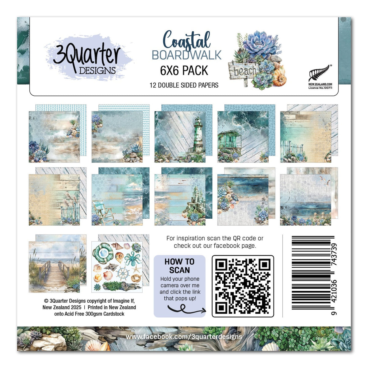 3Quarter Designs Coastal Boardwalk 6x6 Paper Pack 3q-pp6-coastalboardw ...