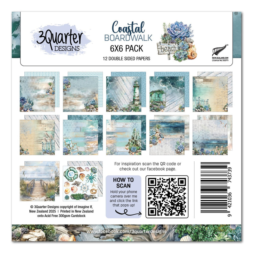 3Quarter Designs Coastal Boardwalk 6x6 Paper Pack 3q-pp6-coastalboardw ...