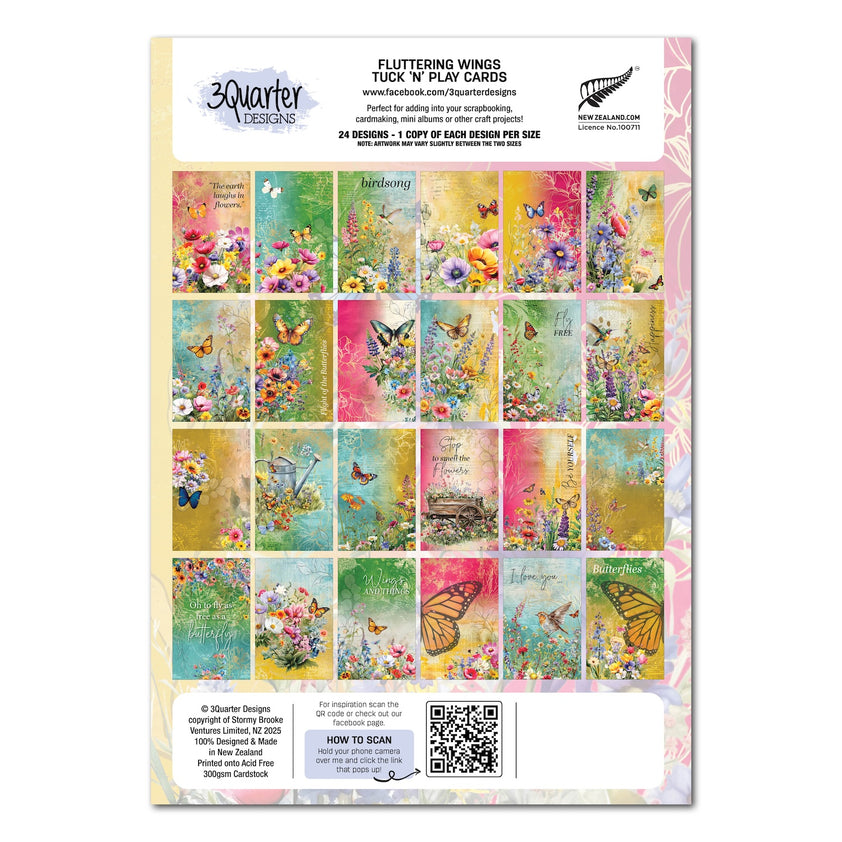 3Quarter Designs Fluttering Wings Tuck N Play Cards 3q-tp-flutteringwi ...