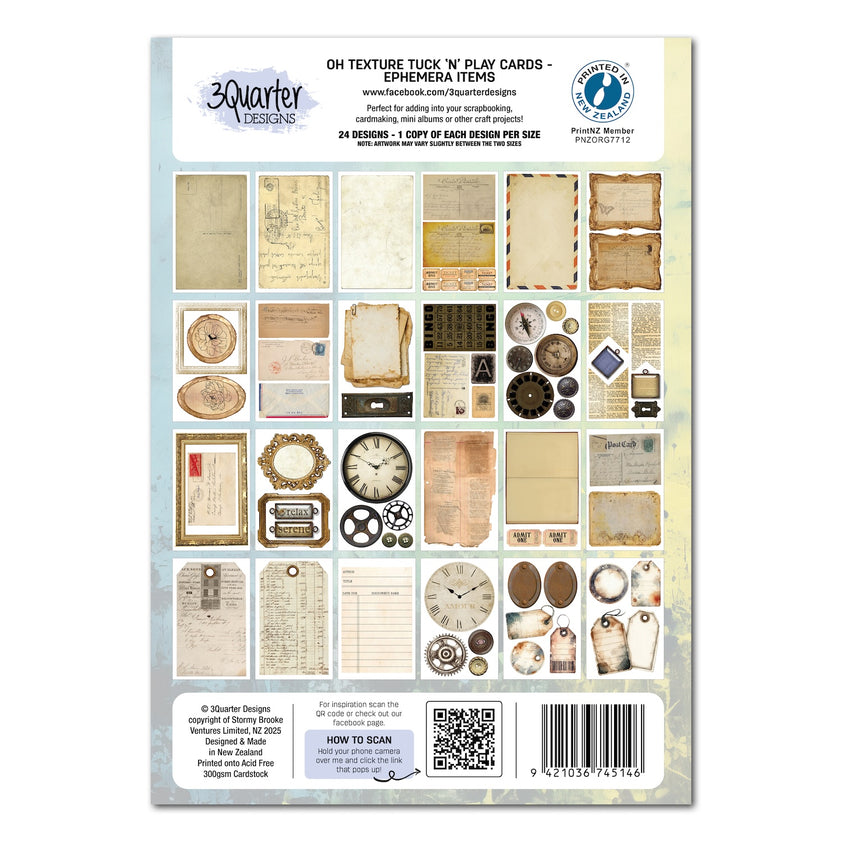 3Quarter Designs Oh Texture Tuck N Play Cards Ephemera 3q-tp-ohtexture ...