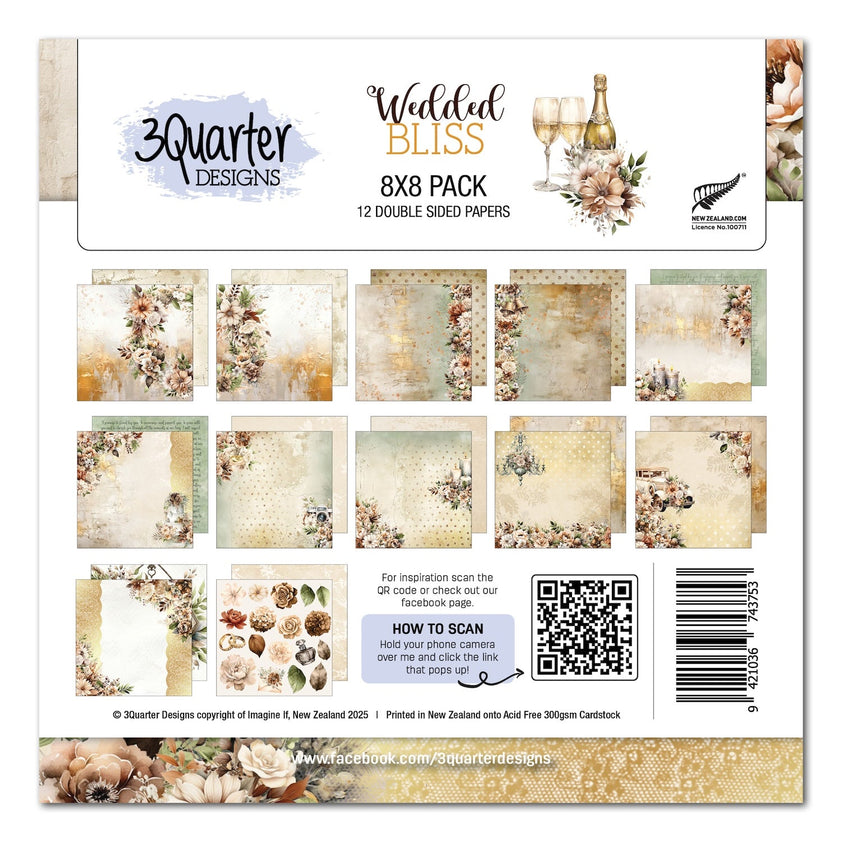 3Quarter Designs Wedded Bliss 8x8 Paper Pack 3q-pp8-weddedbliss – Simon ...