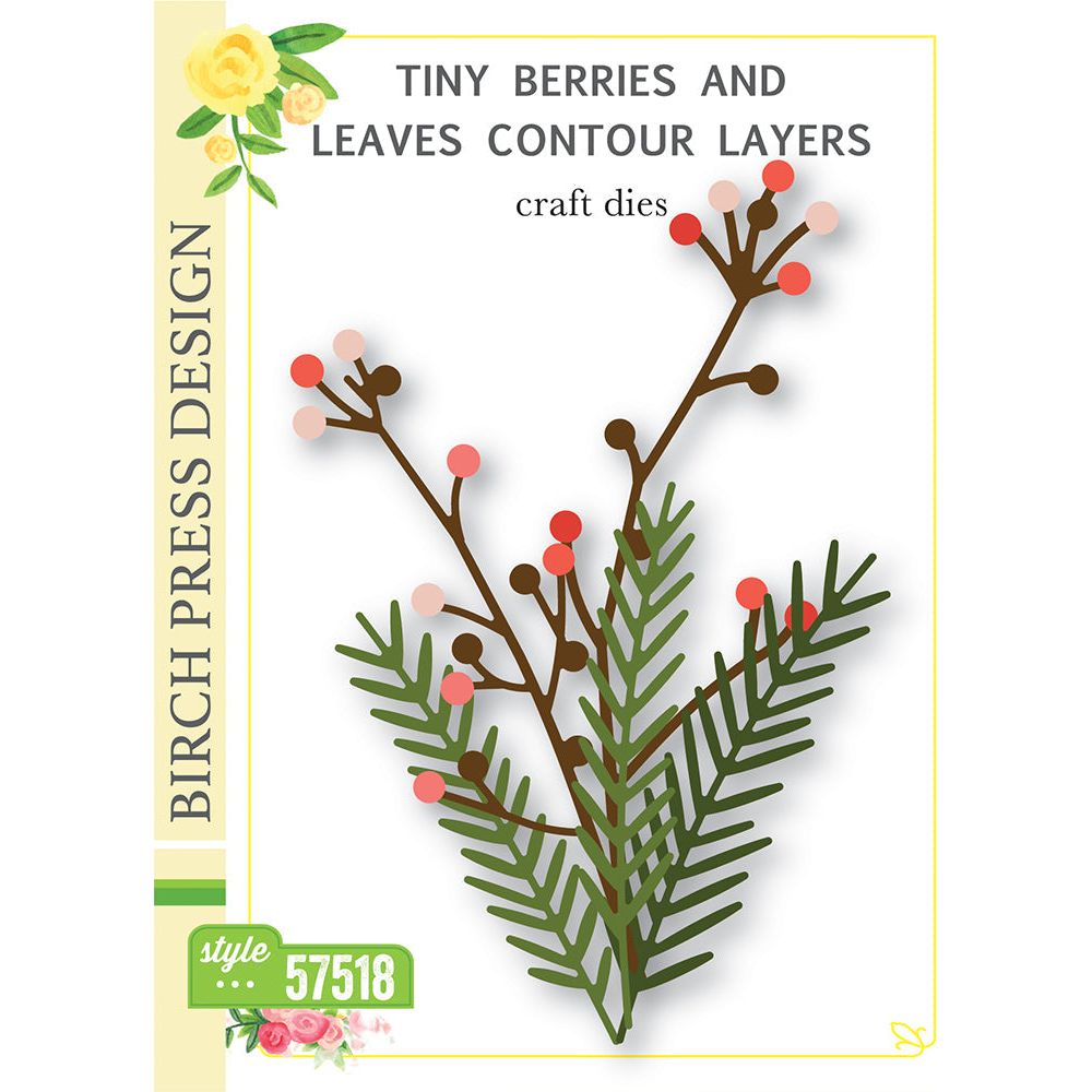 Birch Press Design Tiny Berries and Leaves Contour Layers Dies 57518 ...