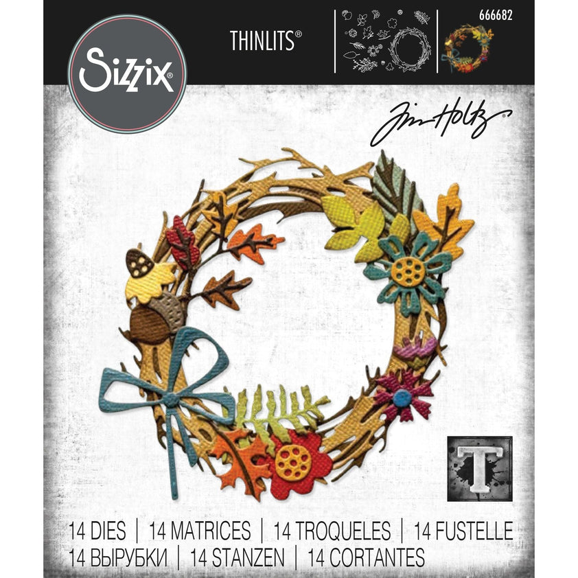 Tim Holtz Sizzix Vault Foliage Wreath Thinlits Dies 666682 – Simon Says Stamp