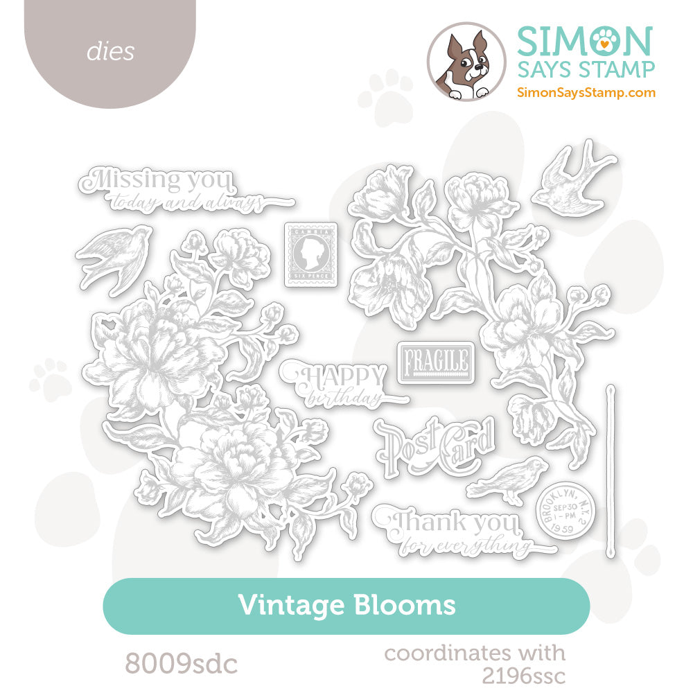Simon Says Stamp Vintage Blooms Wafer Dies 8009sdc Moments in Time