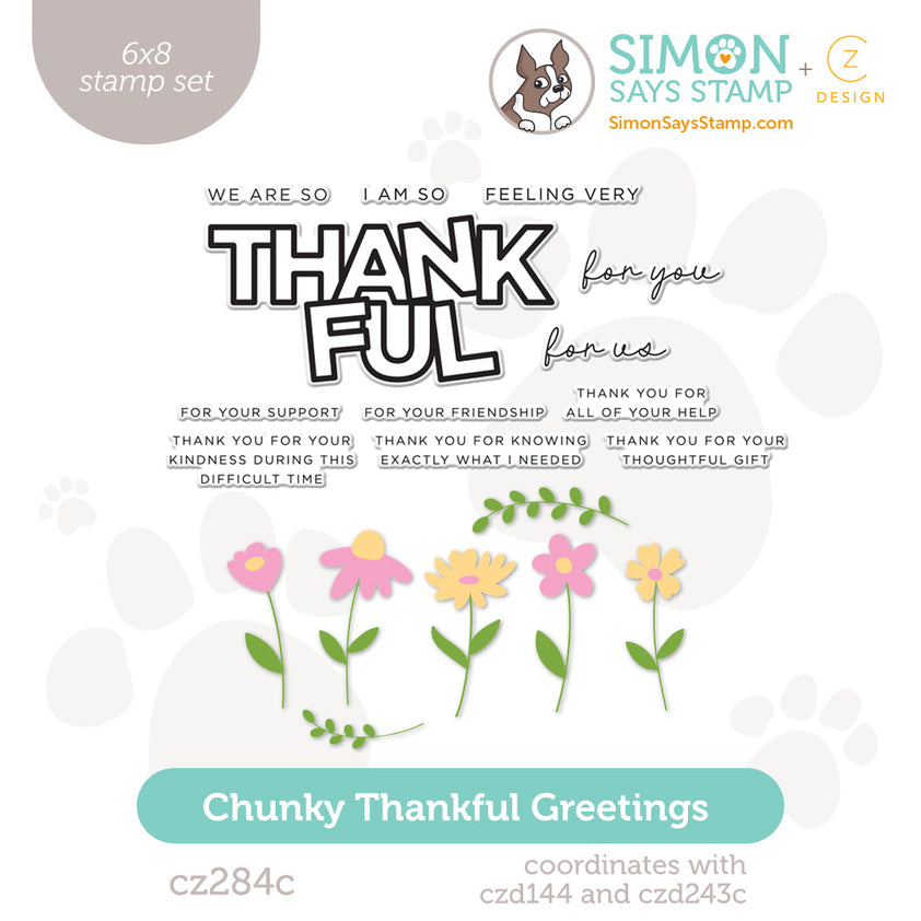 CZ Design Clear Stamps Chunky Thankful Greetings cz284c – Simon Says Stamp