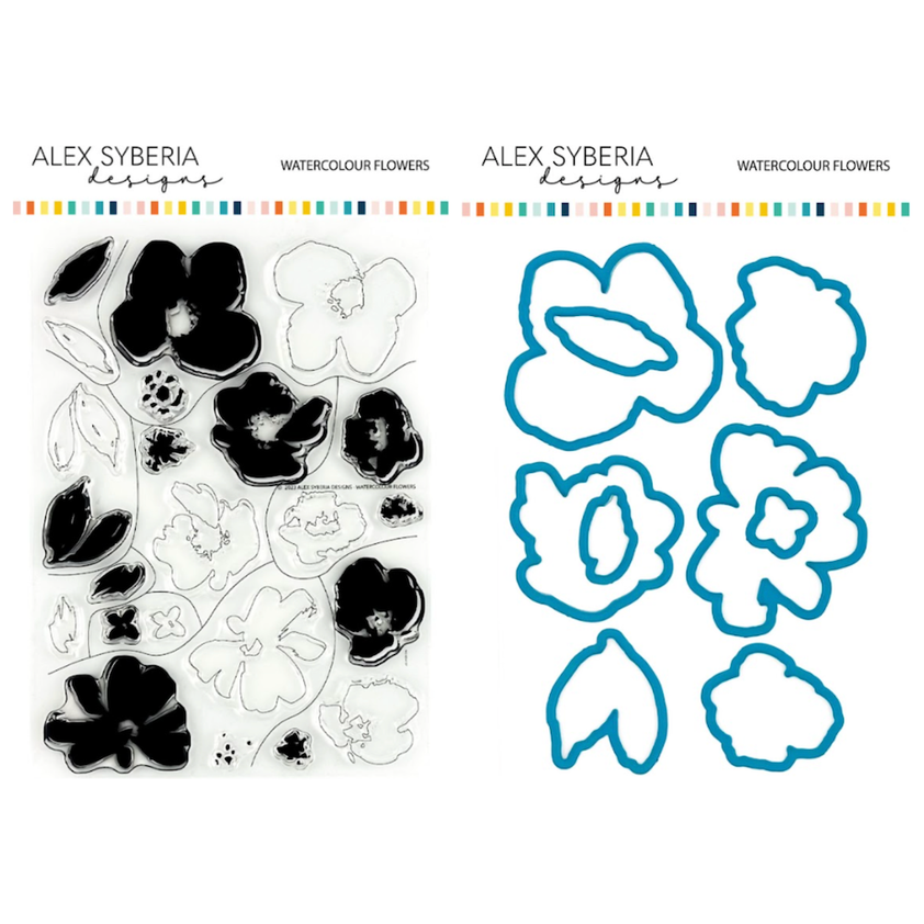 Alex Syberia Designs Watercolor Flowers Stamp and Die Bundle – Simon ...