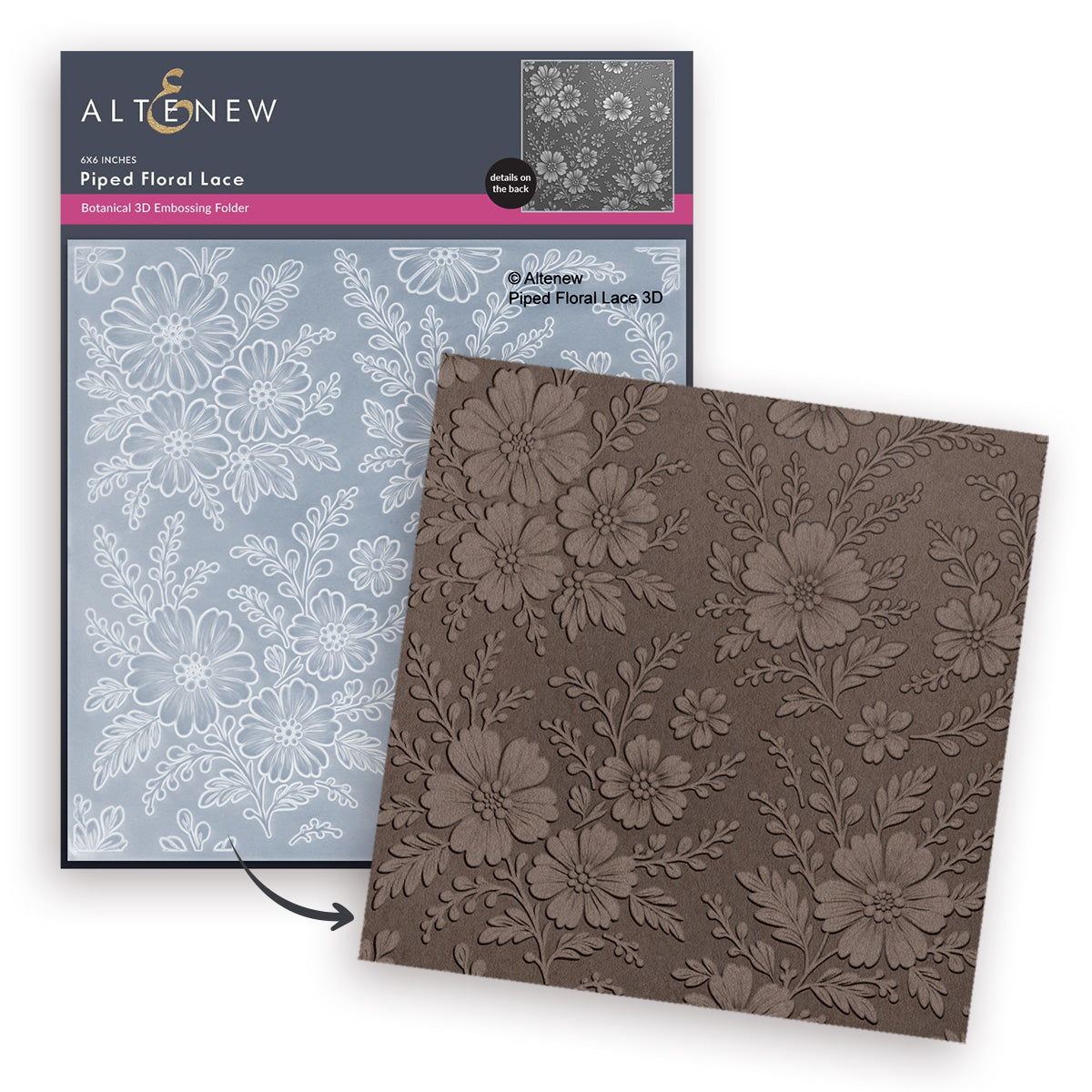 Altenew Piped Floral Lace 3D Embossing Folder alt11069 – Simon Says Stamp