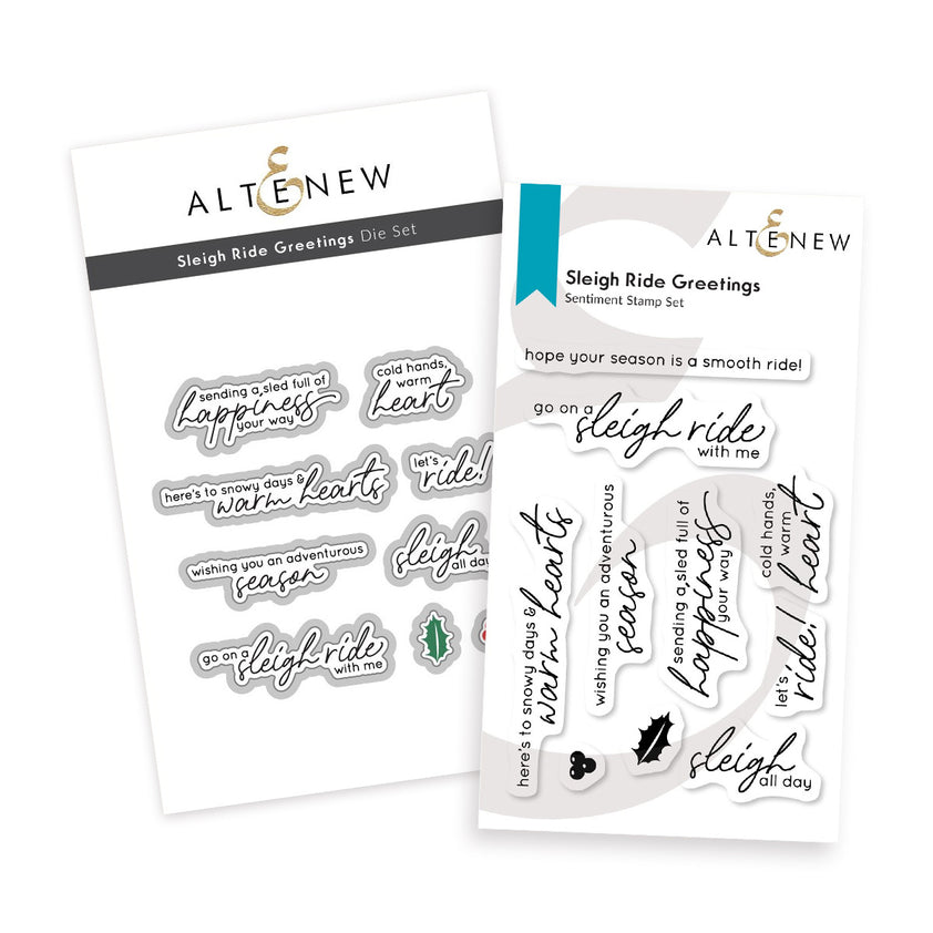 Altenew Sleigh Ride Greetings Clear Stamp and Die Set – Simon Says Stamp