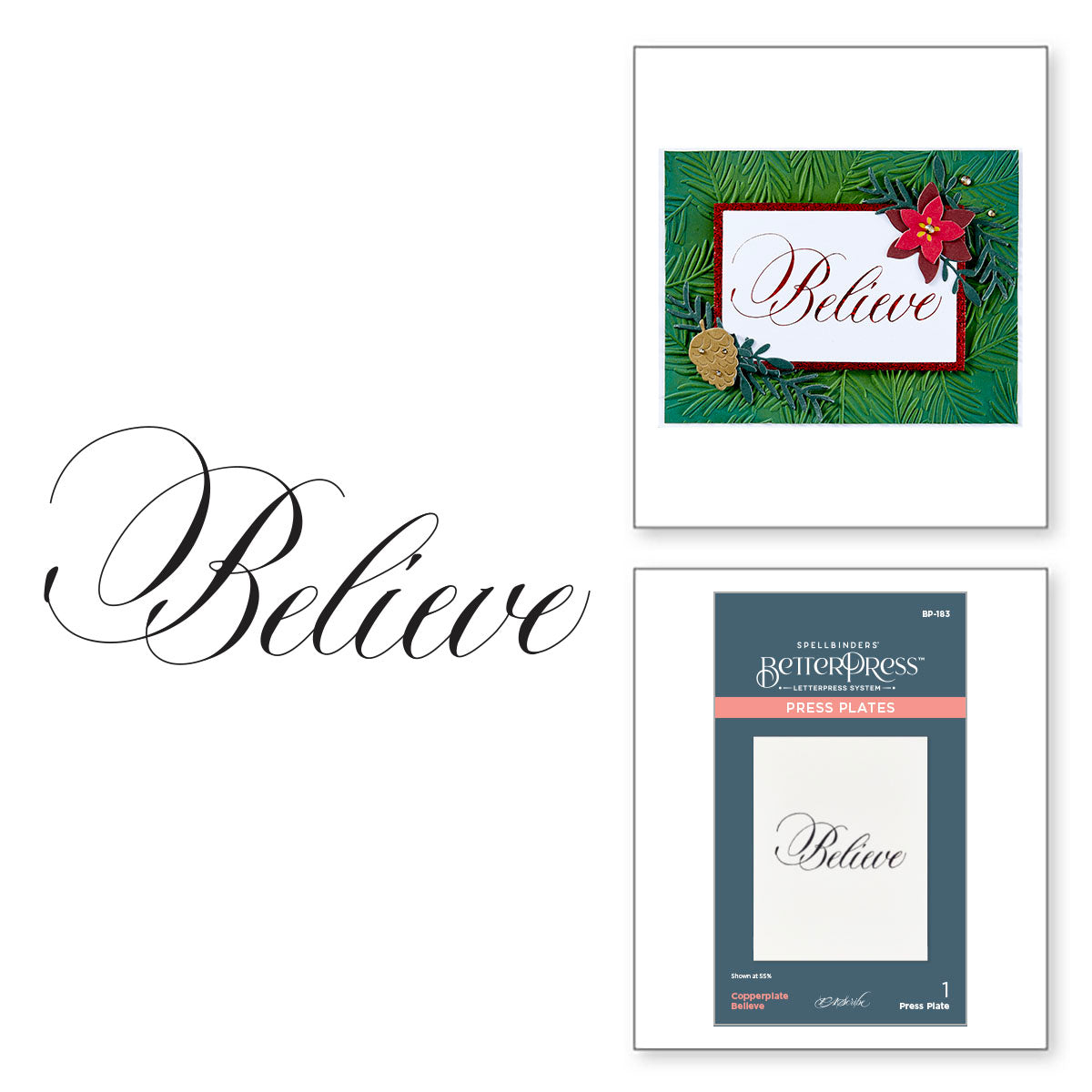 Spellbinders Copperplate Believe Press Plate bp-183 – Simon Says Stamp