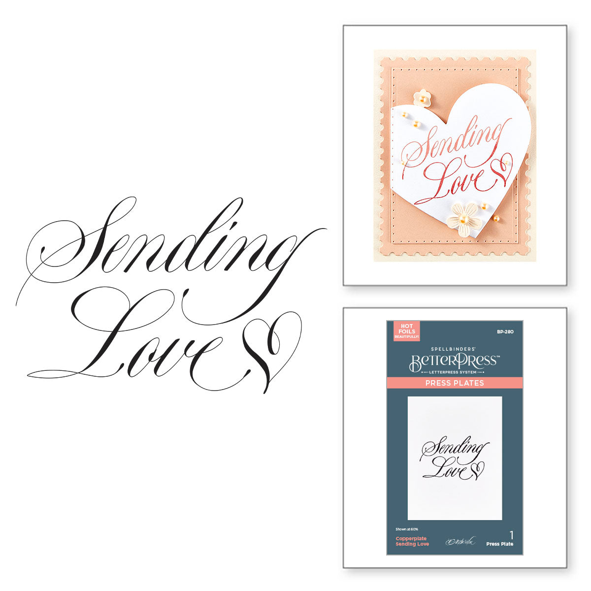Spellbinders Copperplate Sending Love BetterPress Plate bp-280 – Simon ...