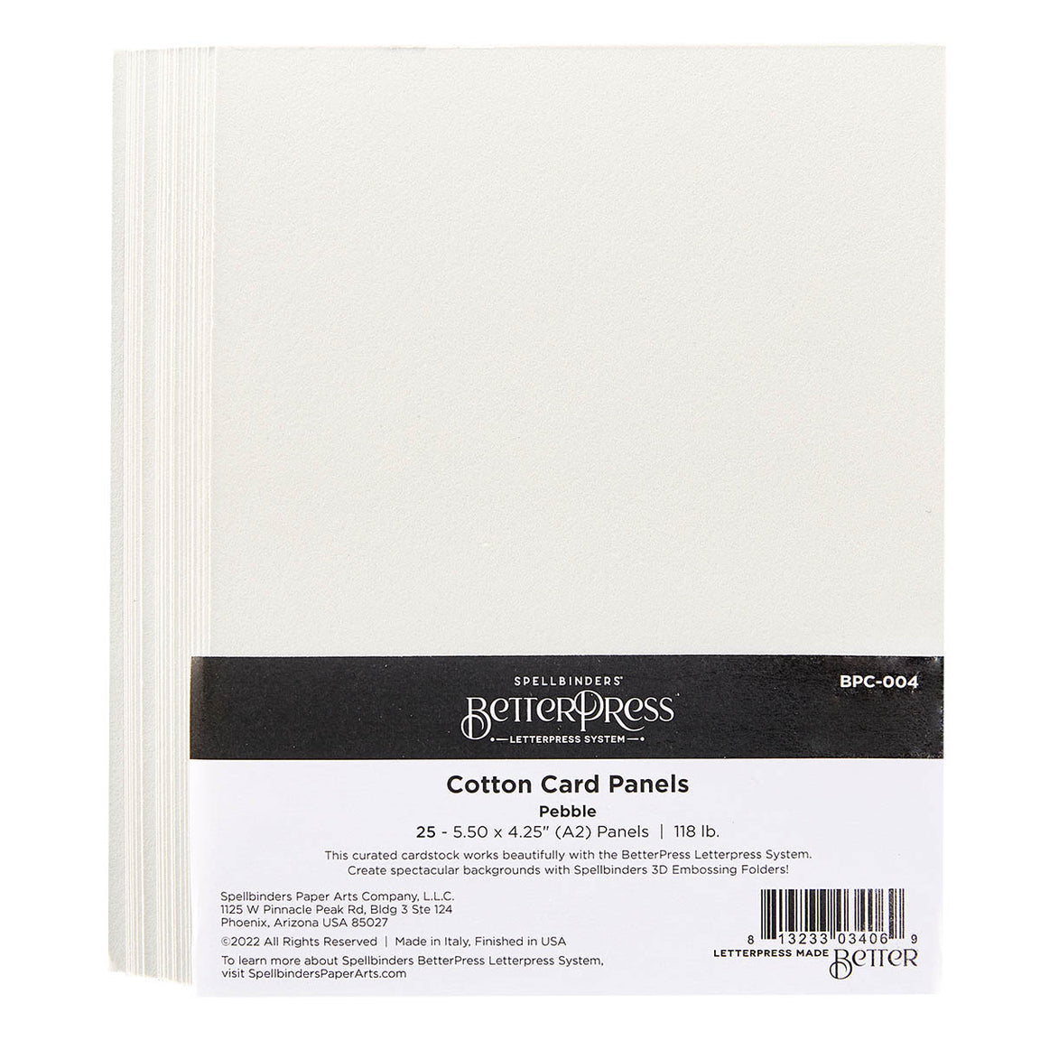 Spellbinders BetterPress Cotton Card Panels A2 Pebble 25 Pack BPC-004 ...