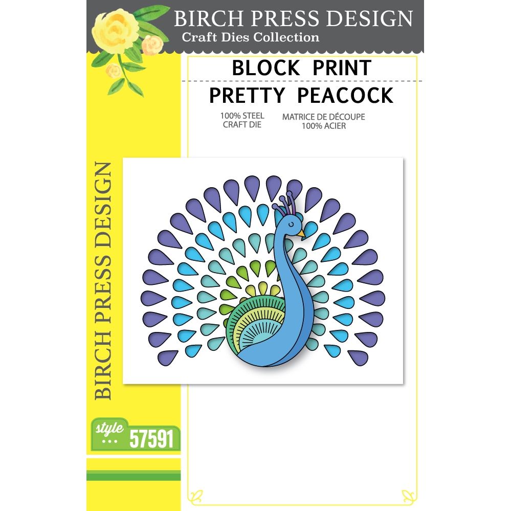 Birch Press Design Block Print Pretty Peacock Dies 57591 – Simon Says Stamp