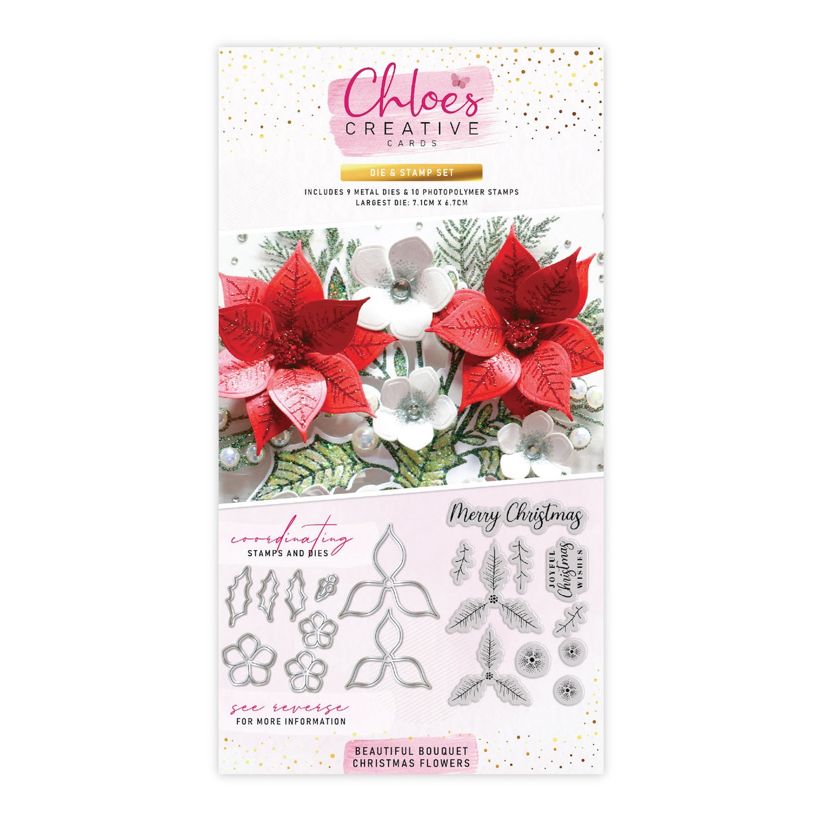 Chloe's Creative Cards Beautiful Bouquet Christmas Flowers Die and Sta ...