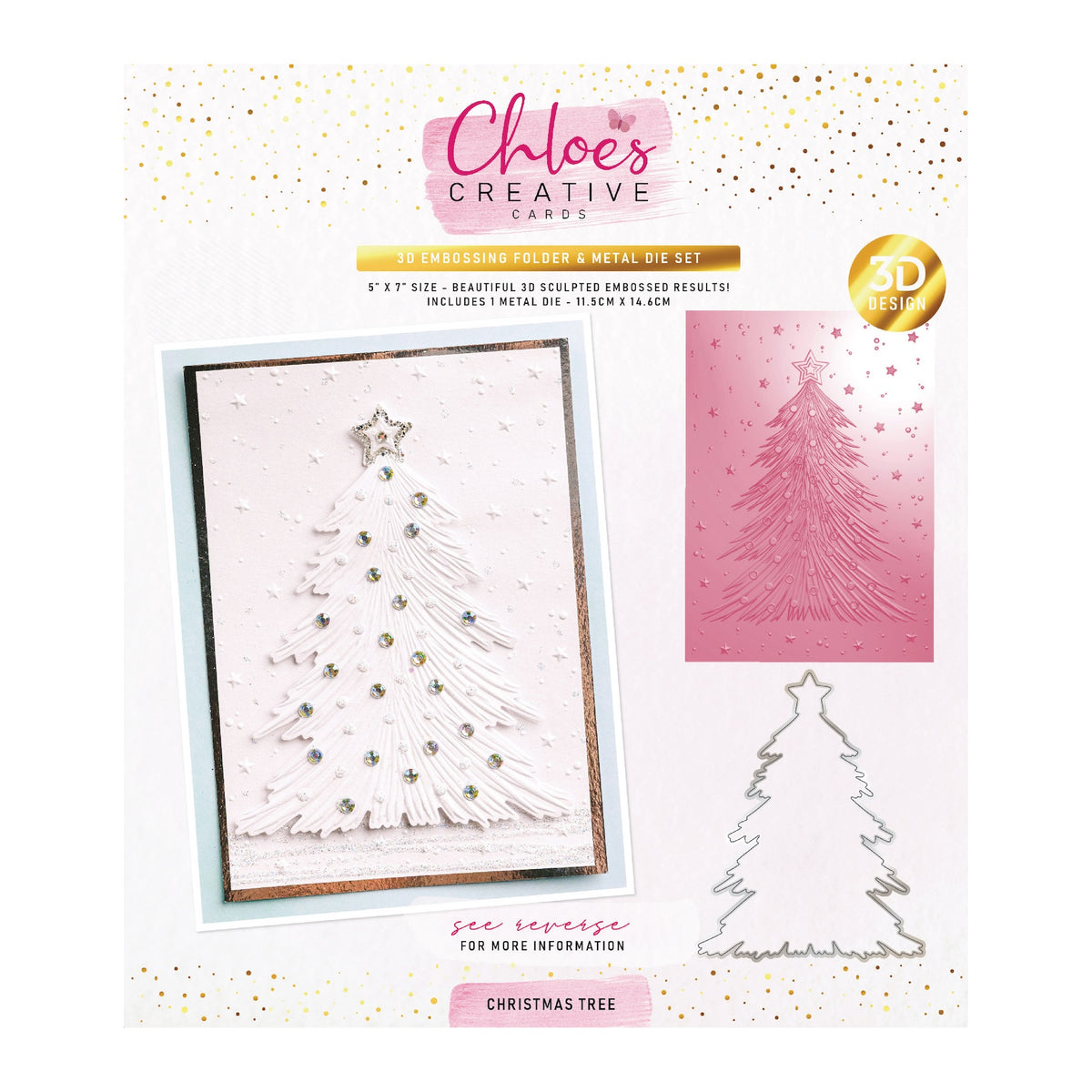 Chloe's Creative Cards Christmas Tree 3D Embossing Folder and Die Set ...