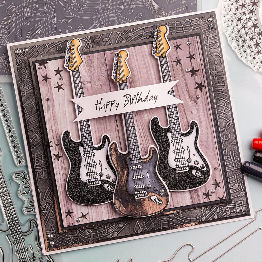 Chloe's Creative Cards Music Background 8x8 Embossing Folder c-8emb-mu ...