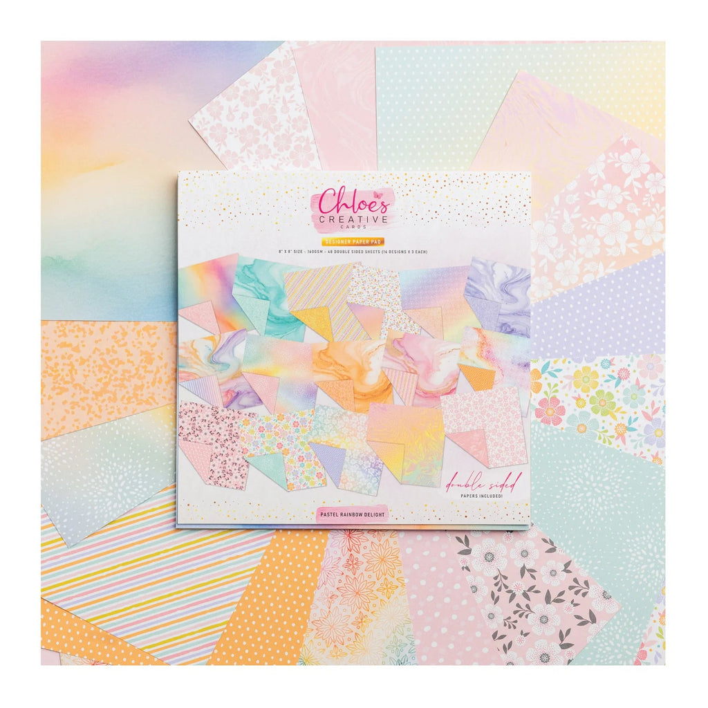 Chloe's Creative Cards Pastel Rainbow Delight 8x8 Paper Pad c-ppad-rai ...