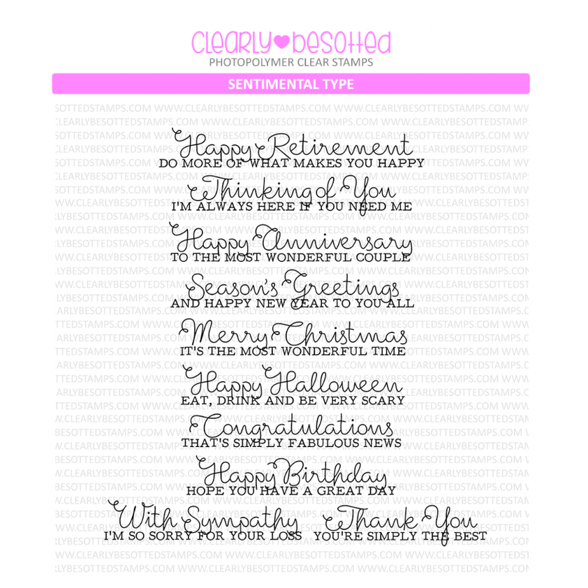 Clearly Besotted Sentimental Type Clear Stamps – Simon Says Stamp