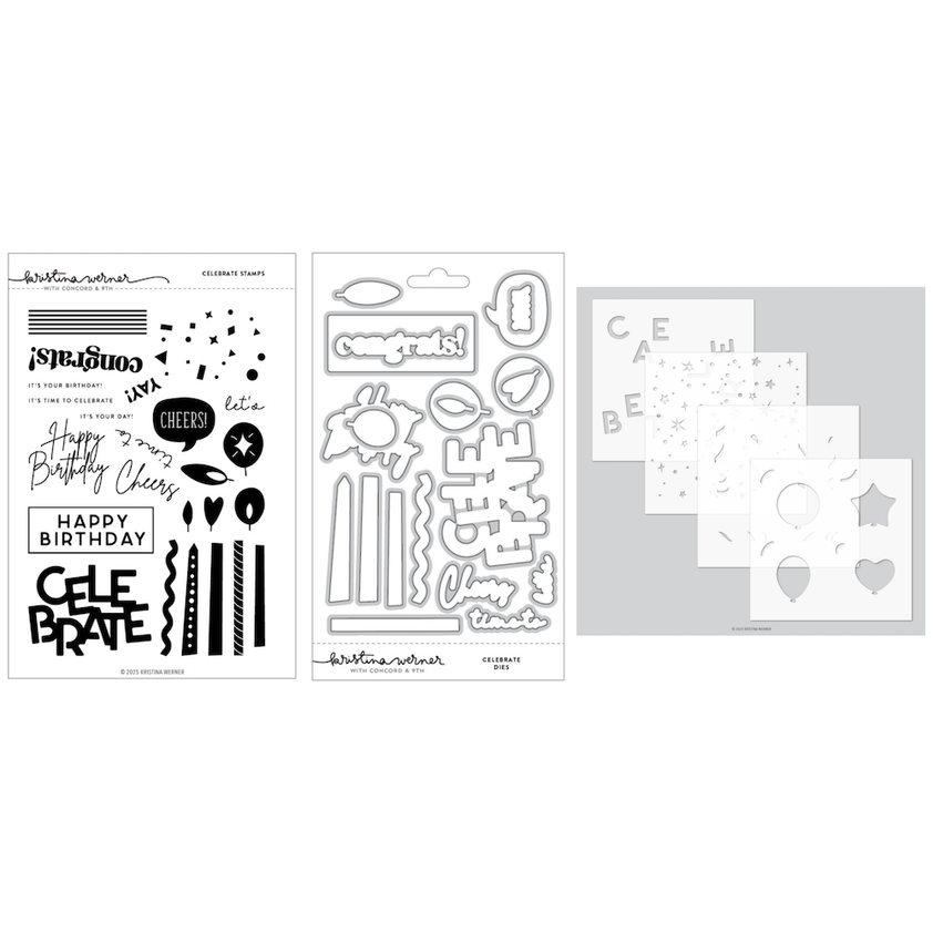 Concord & 9th Kristina Werner Celebrate Stamps Dies and Stencils Bundl ...