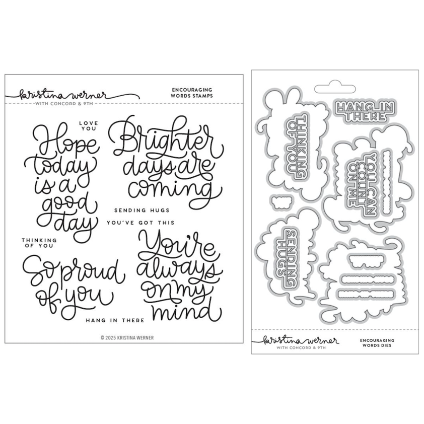 Concord & 9th Kristina Werner Encouraging Words Stamps and Dies Bundle ...