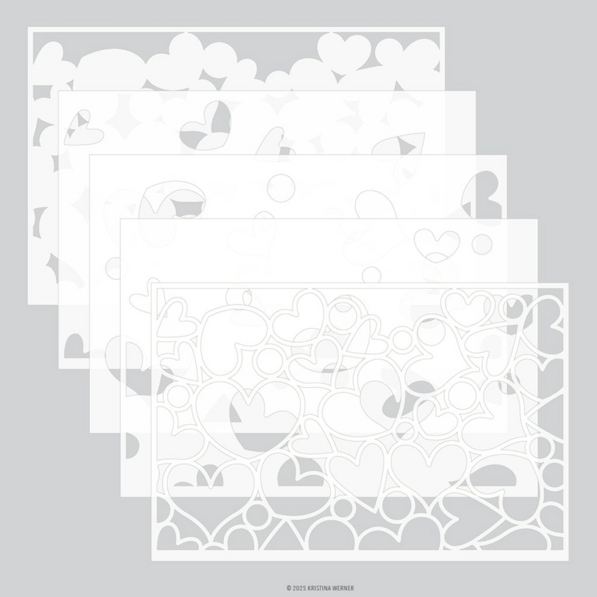 Concord & 9th Kristina Werner Jumble of Hearts Stencil Set kw1237 ...
