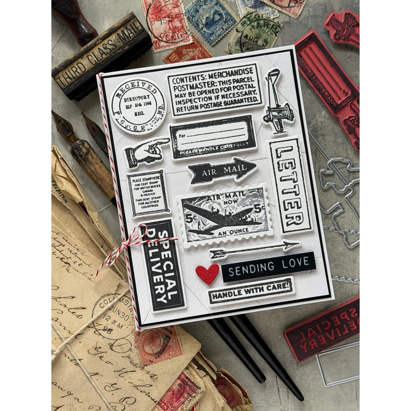 Tim Holtz Correspondence Stamps with Simon Says Stamp Dies Bundle setc