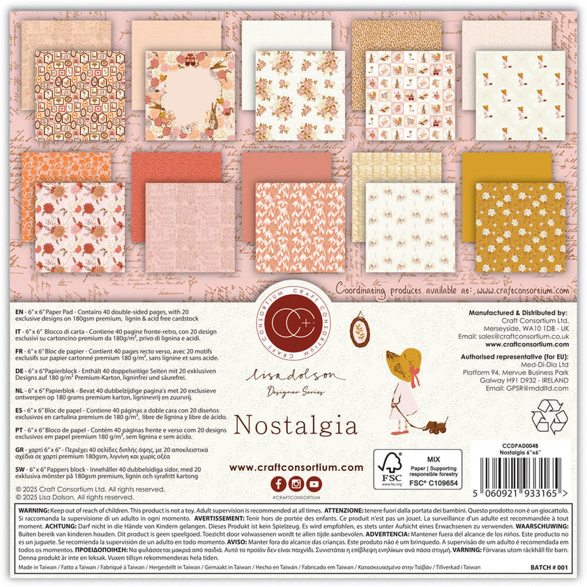 Craft Consortium Nostalgia 6 x 6 Paper Pad ccdpad004b – Simon Says Stamp