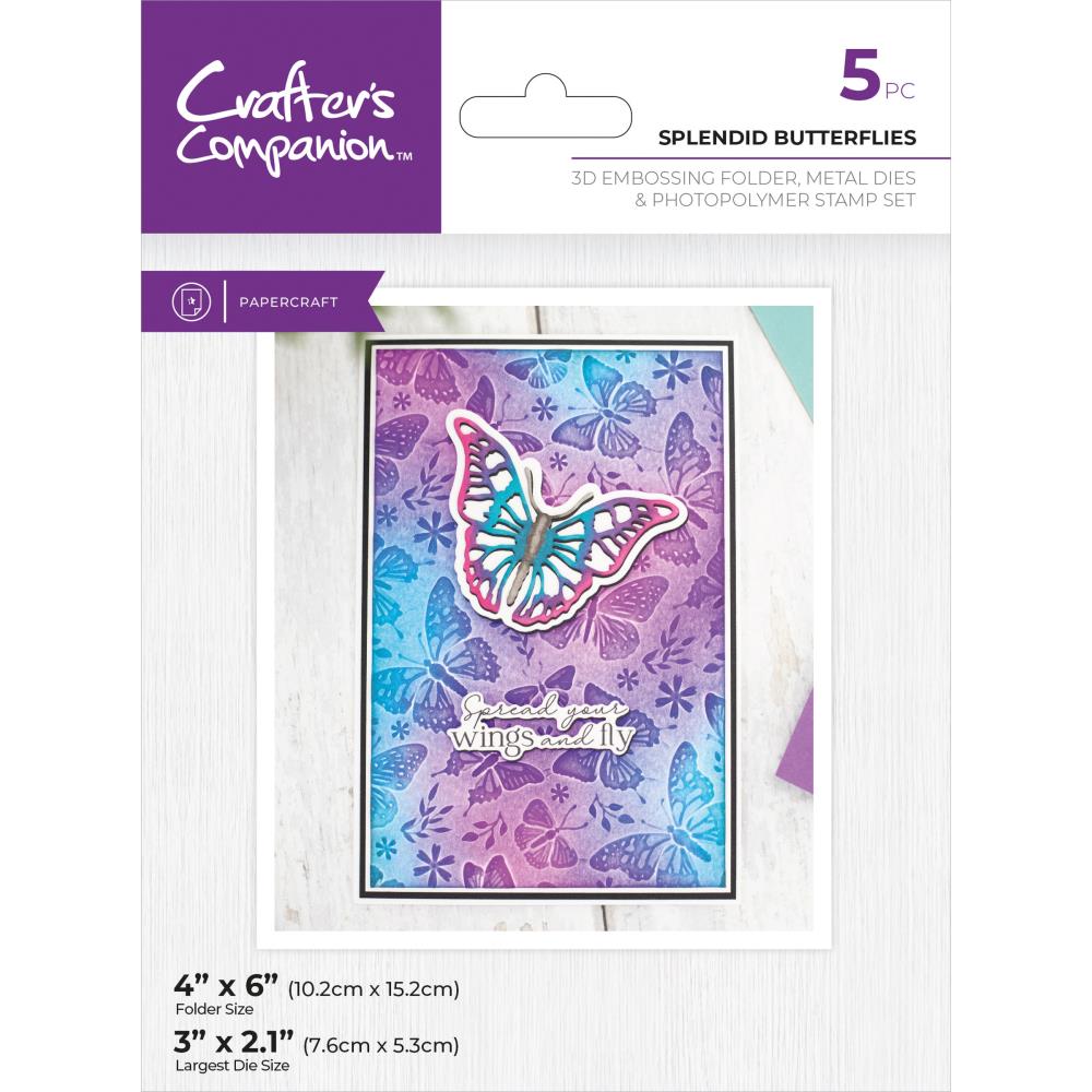 Crafter's Companion Splendid Butterflies 3D Embossing Folder Dies And ...