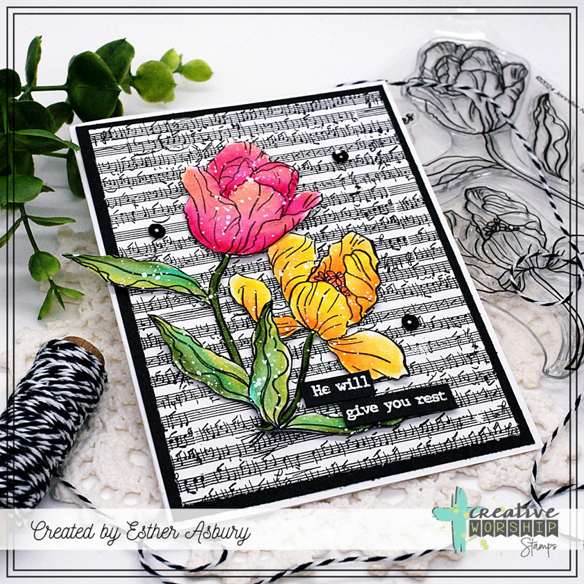 Creative Worship Vintage Sheet Music Tile Clear Stamp cws-25-017 – Simon Says Stamp