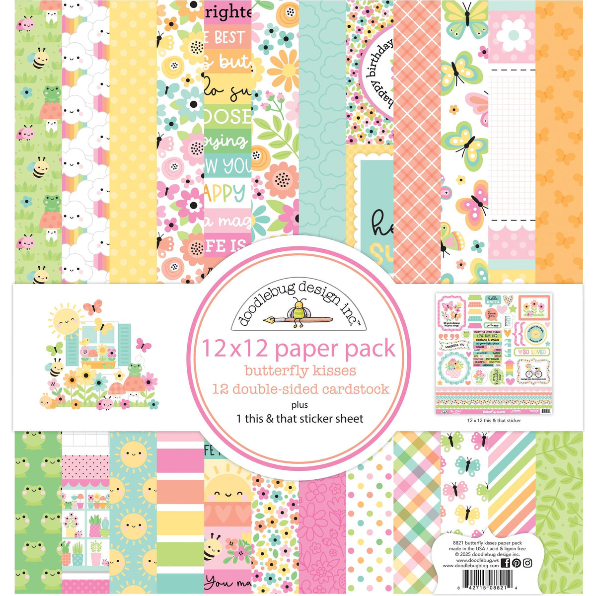 Doodlebug Butterfly Kisses 12x12 Inch Paper Pack 8821 – Simon Says Stamp