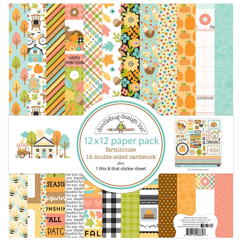 Doodlebug Farmhouse 12x12 Inch Paper Pack 8662 – Simon Says Stamp