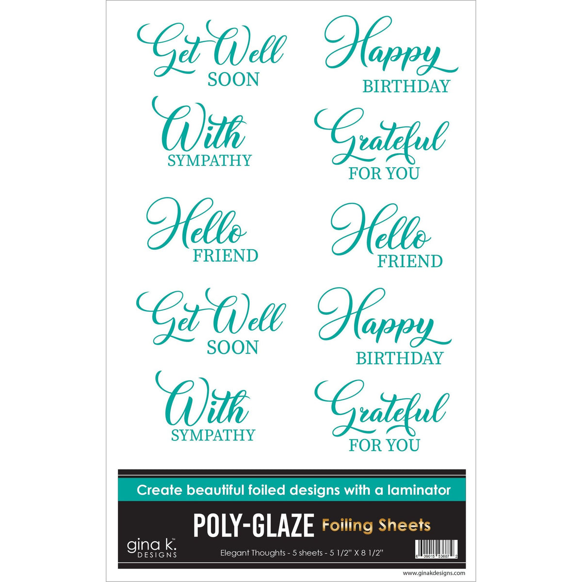 Gina K Designs Elegant Thoughts Poly-Glaze Foiling Sheets pgf35 – Simon ...