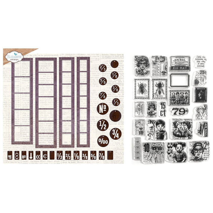 Elizabeth Craft Designs Postage Stamp Strips Die and Stamp Bundle ...