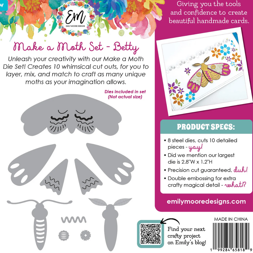 Emily Moore Designs Betty Moth Die Set die-mmb-01 – Simon Says Stamp