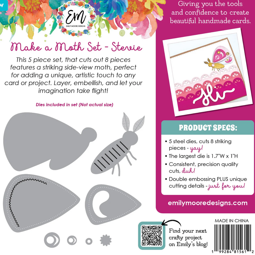 Emily Moore Designs Stevie Moth Die Set die-mms-01 – Simon Says Stamp